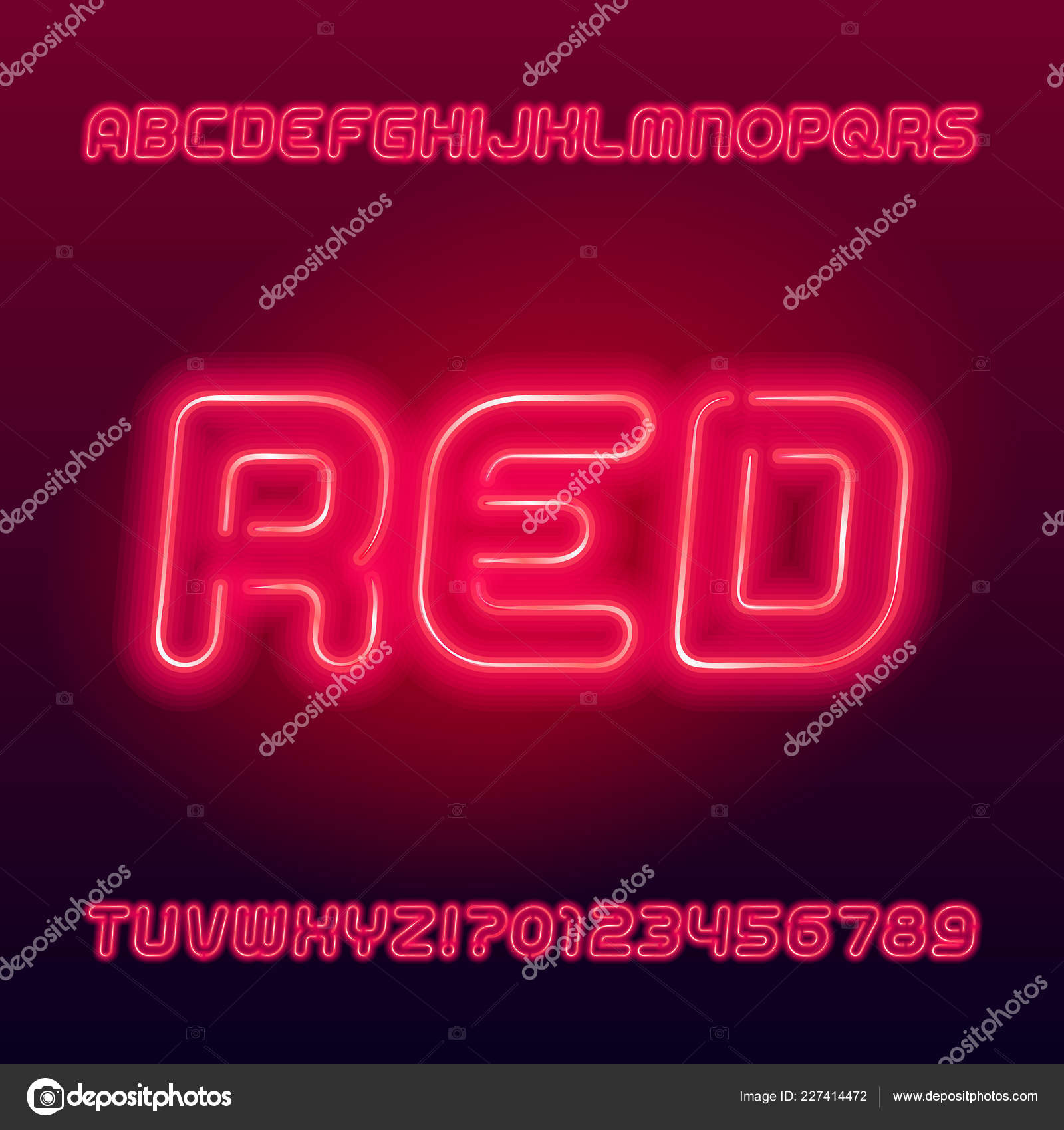 Red Neon Tube Alphabet Font Neon Color Oblique Letters Numbers Stock ...