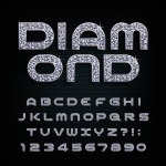 Diamond Alphabet Font Fancy Crystal Letters Numbers Stock Vector ...