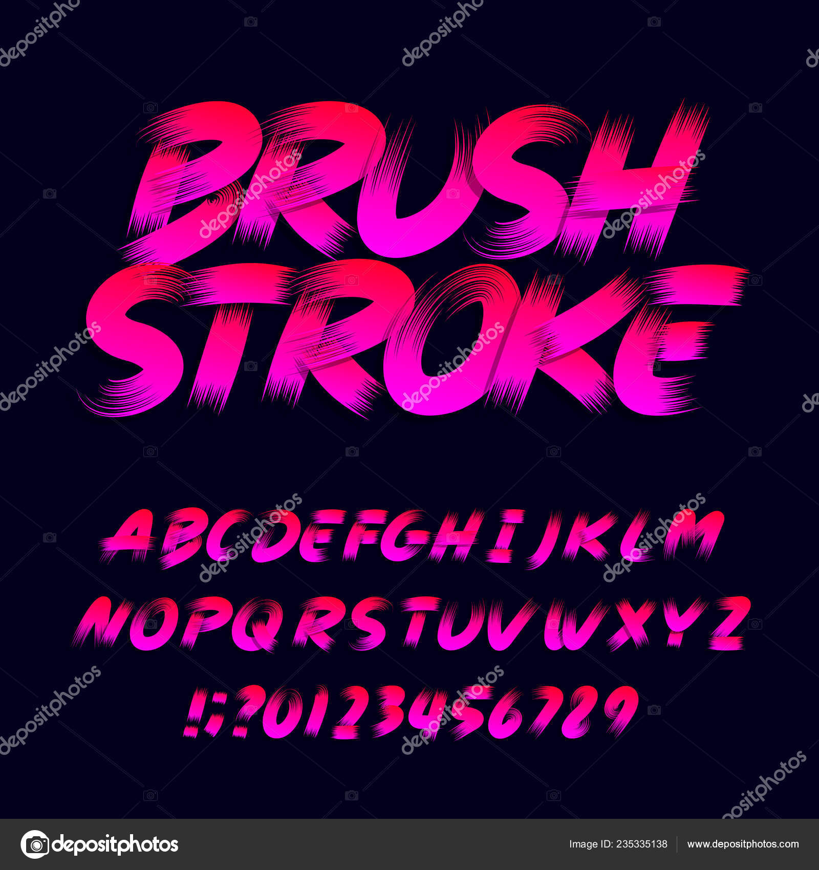 Brush Stroke Alphabet Font Uppercase Messy Letters Numbers Symbols ...