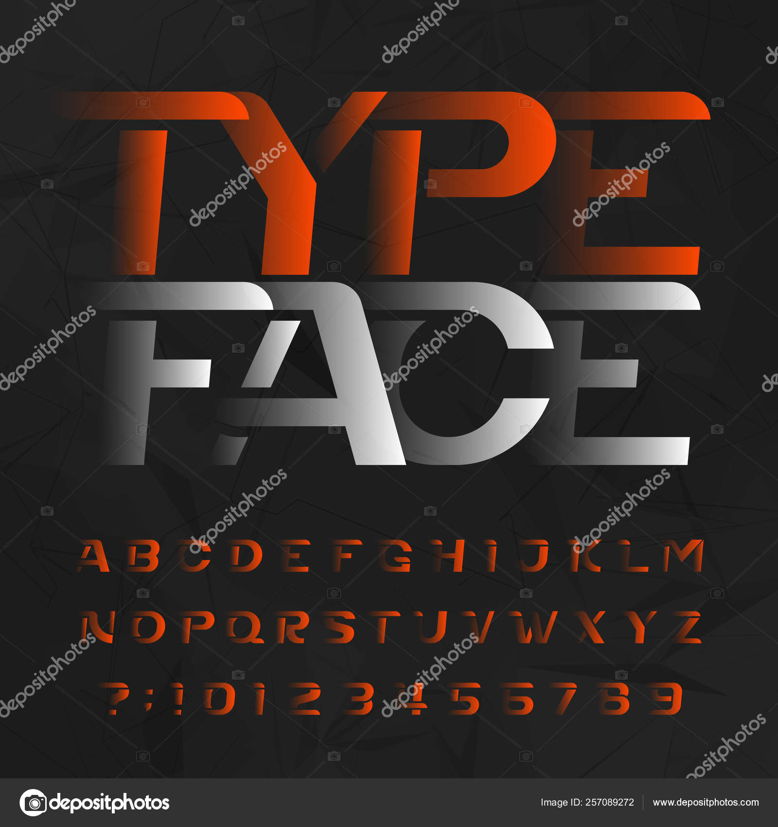 Abstract Alphabet Font Futuristic Oblique Letters Numbers Vector ...