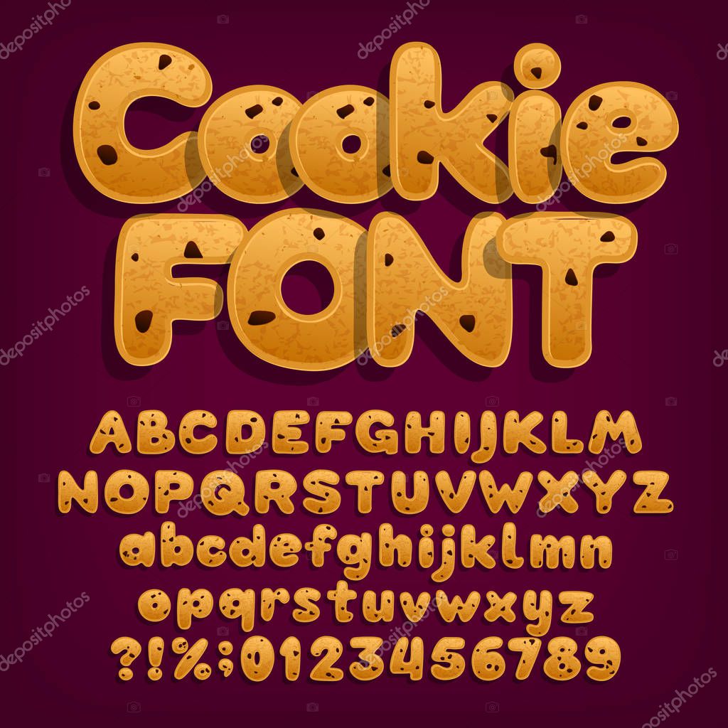 Chocolate cookie alphabet fuente. Letras de postre may sculas y min ...