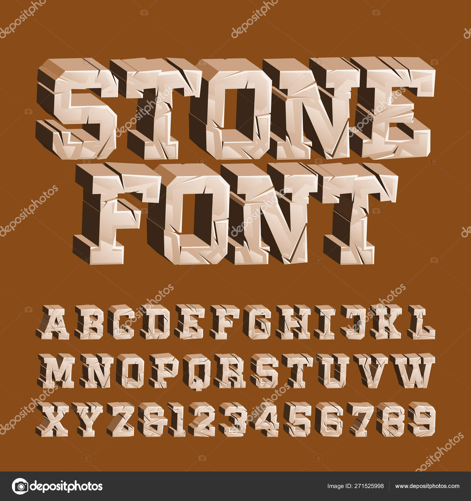 Cracked Stone Alphabet Font Damaged Letters Numbers Stock Vector ...