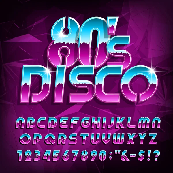 80S Disco Alphabet Font Glowing Letters Numbers Punctuations 80S Style ...