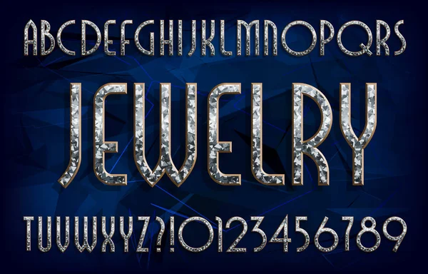 Diamond alphabet font. Brilliant letters and numbers. Stock vector ...