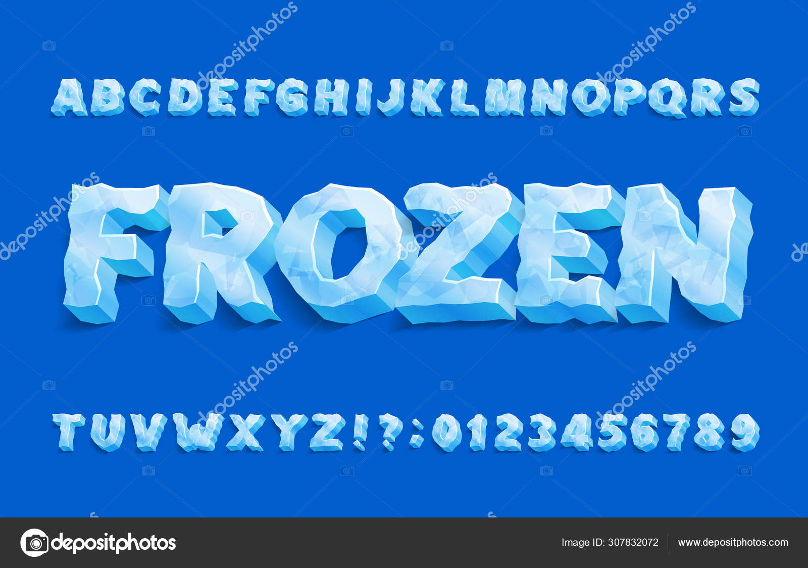 Frozen Alphabet Font Ice Letters Numbers Shadow Stock Vector Typeface ...