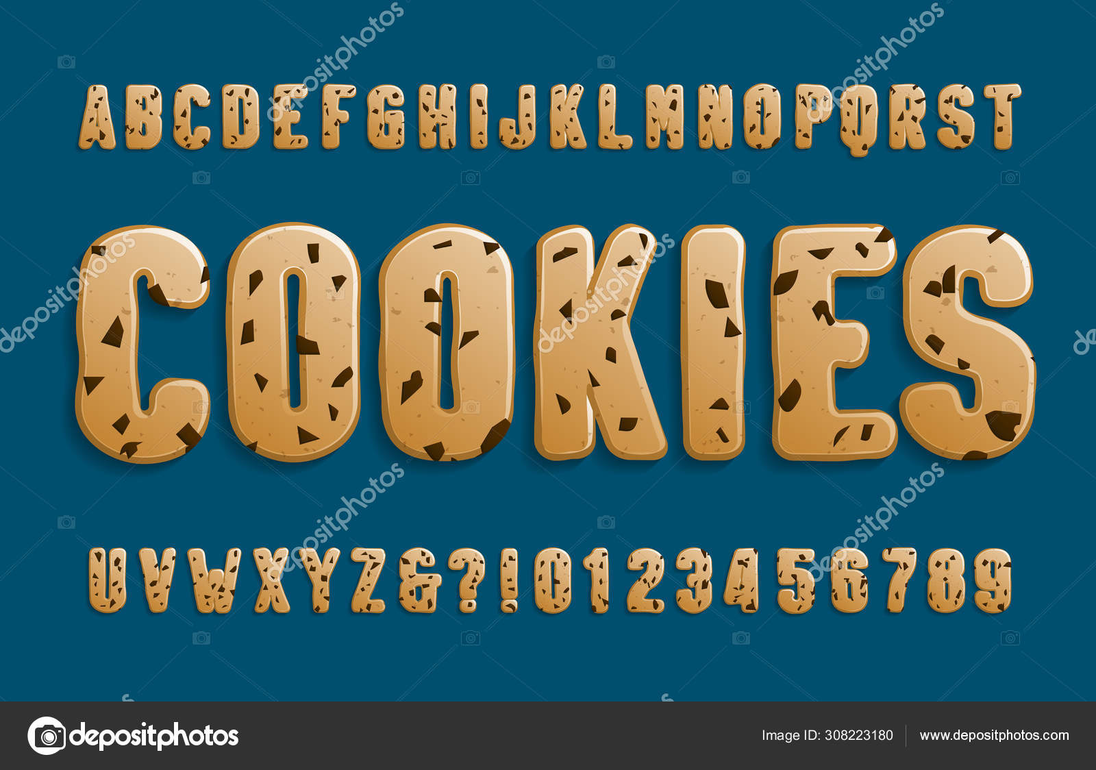 Cookies Alphabet Fuente Letras Galletas Números Con Chispas Chocolate ...