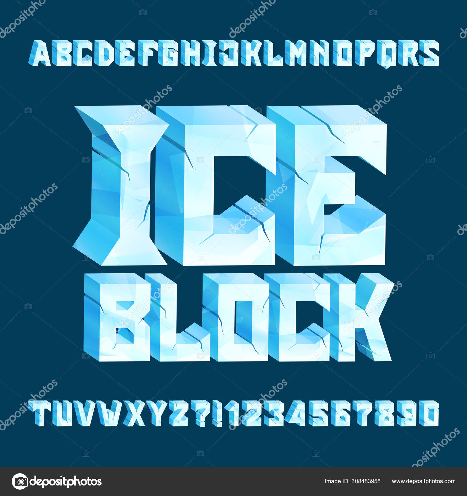 Ice Alphabet Letters Vector