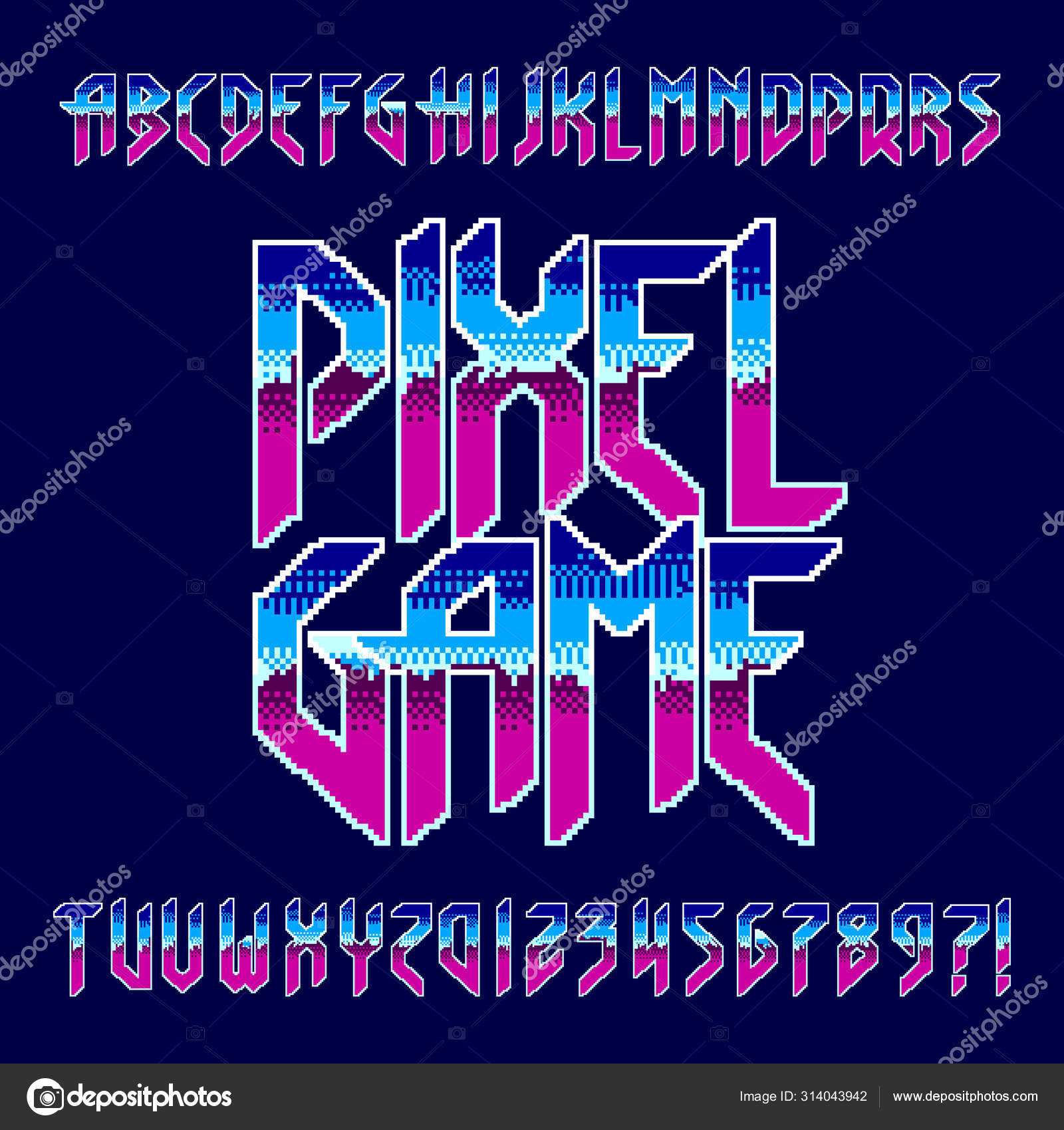 Pixel Game Alphabet Font Retro Digital Letters Numbers Hard Rock Stock ... Pixel Game Alphabet Font Retro Digital Letters Numbers Hard Rock Stock ...