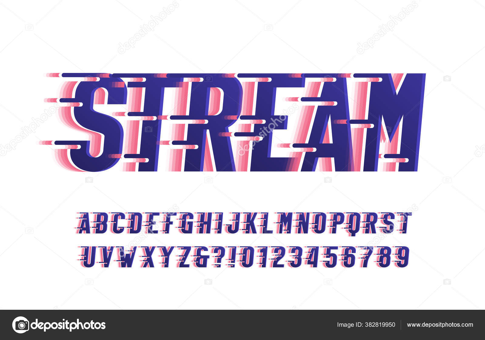 Stream Alphabet Font Wind Effect Letters Numbers White Background Stock ...