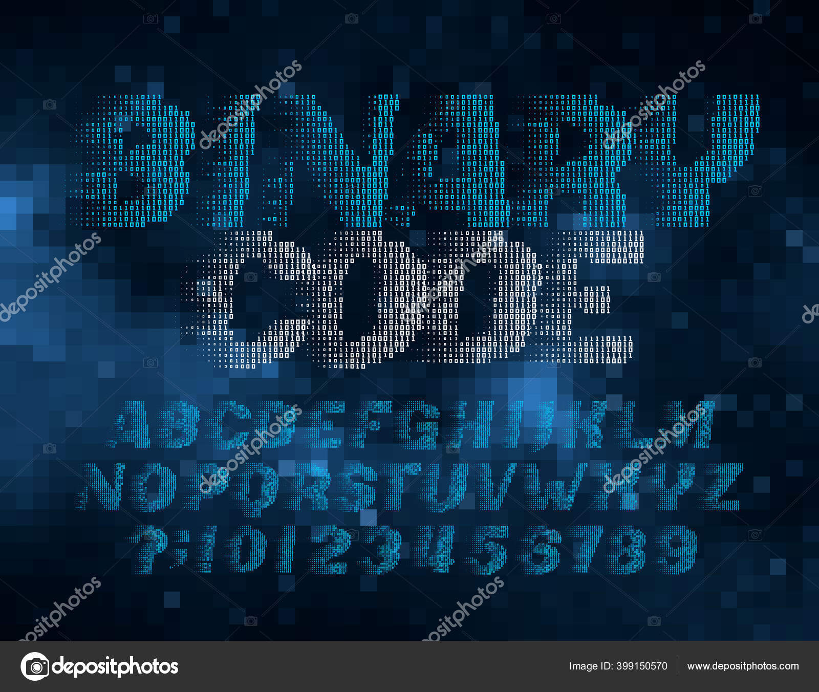 Police Alphabet Code Binaire Lettres Chiffres Numériques Composés ...