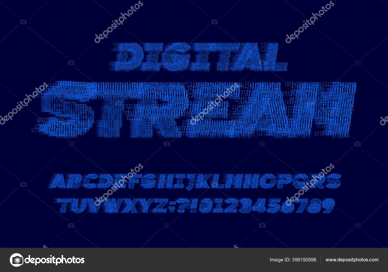 Digital Stream Alphabet Font Letters Numbers Made Stock Vector ...
