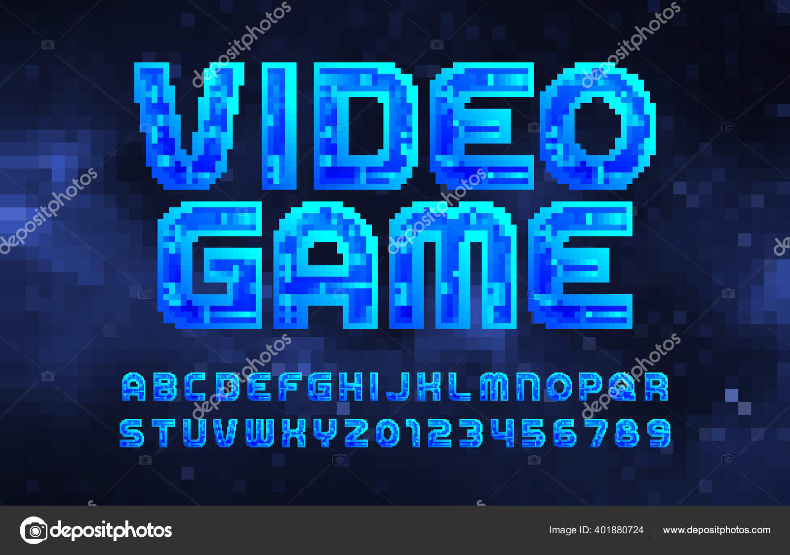 Video Game Alphabet Font Pixel Letters Numbers Digital Background 80S ...