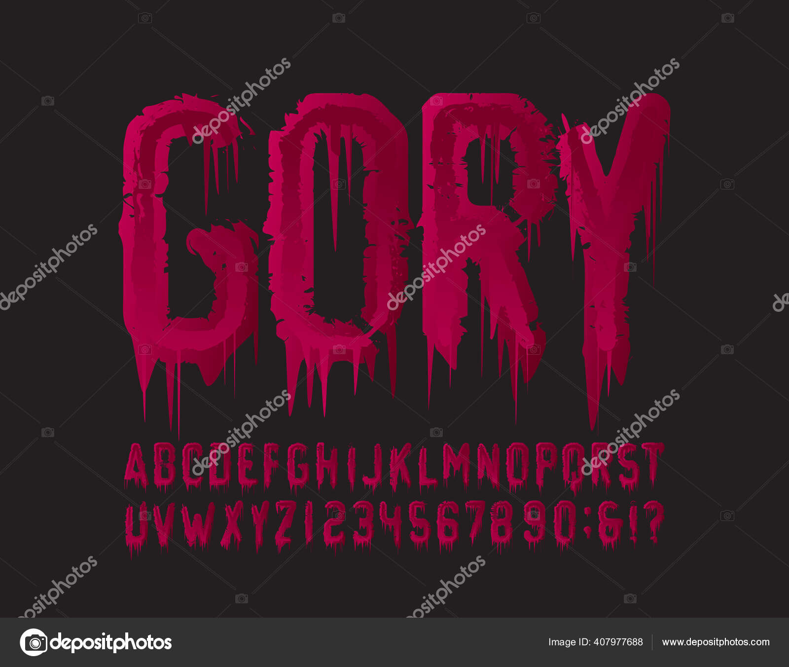 Fuente Del Alfabeto Sangriento Sangre Grunge Letras Números Tipografía ...