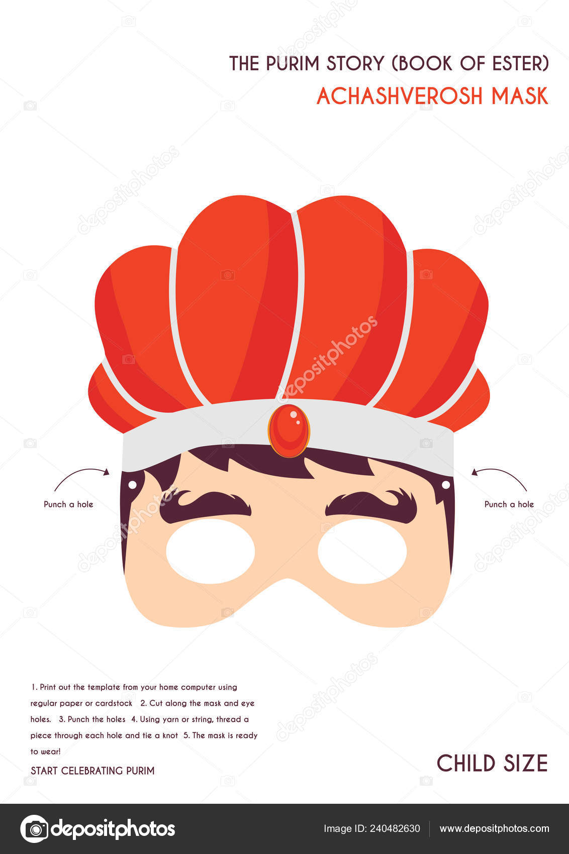 Purim story characters masks for kids -can be usrd for kids activity ...