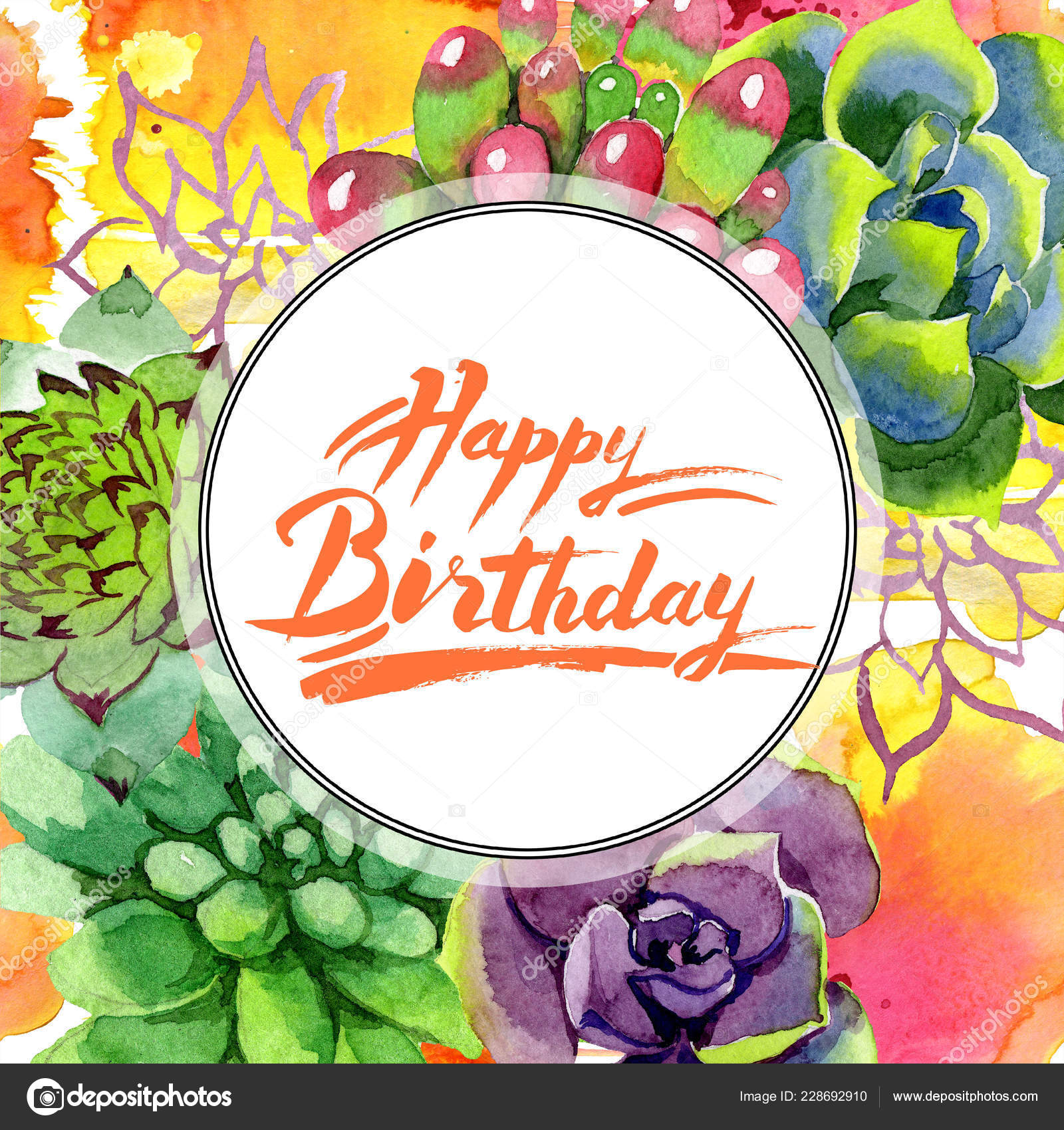 Amazing Succulents Happy Birthday Handwriting Monogram Calligraphy ...