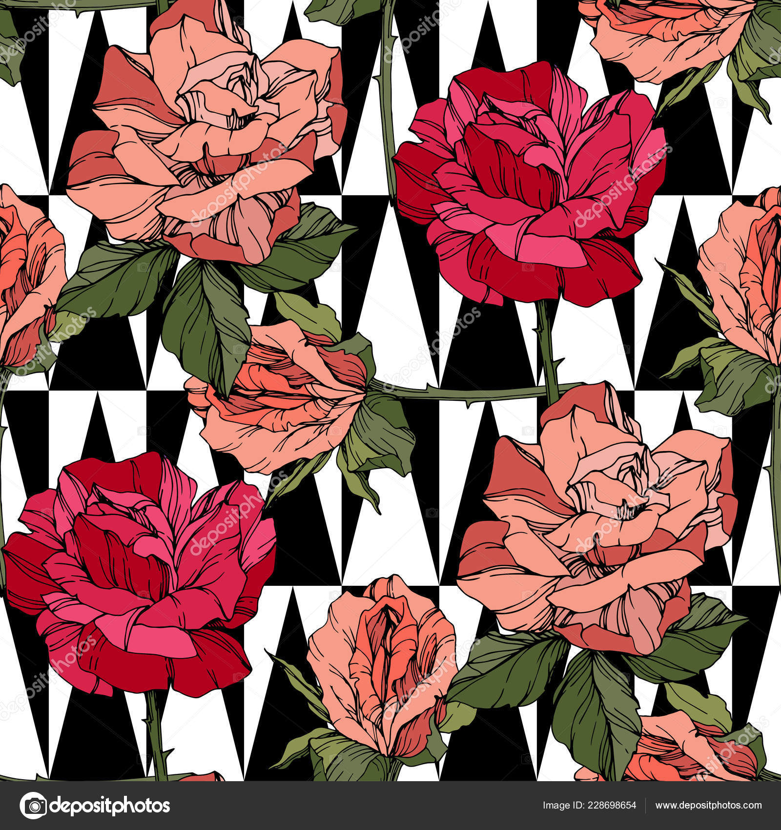 Beautiful Vector Roses Floral Botanical Flowers Wild Spring Leaves ...
