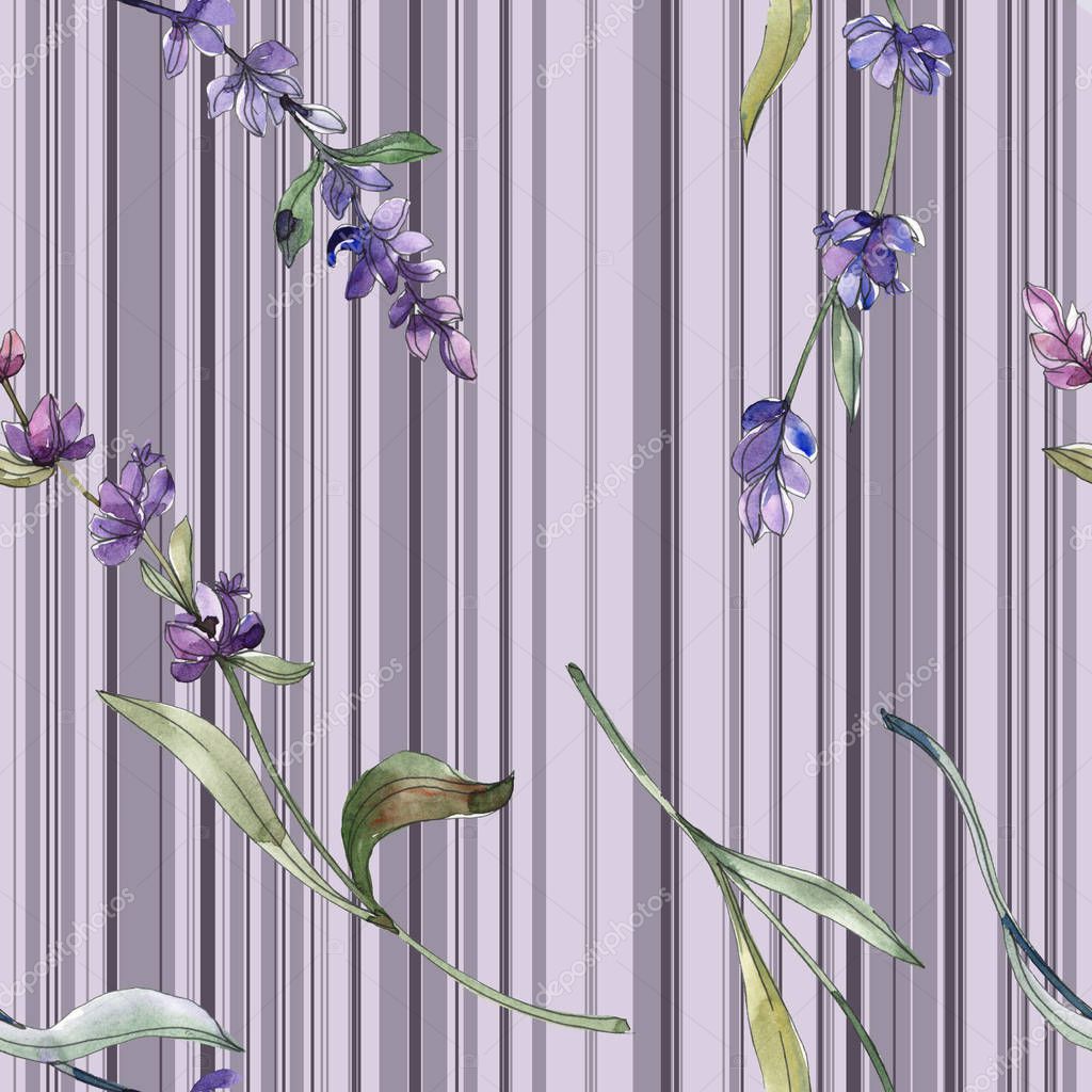 Lavanda p rpura. Juego de ilustraci n en acuarela. Patr n de fondo sin costuras. Textura de ...