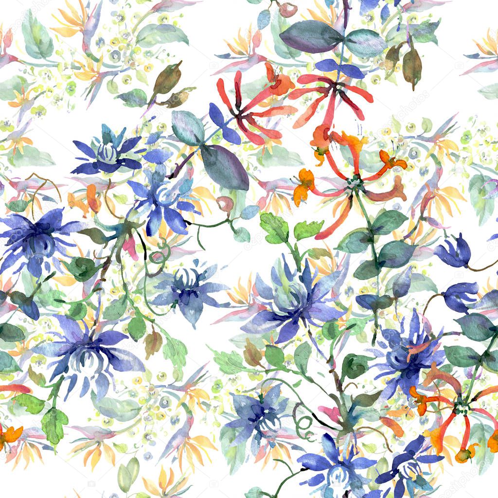 Ramo de flores bot nicas florales. Conjunto de ilustraci n de fondo acuarela. Patr n de fondo ...