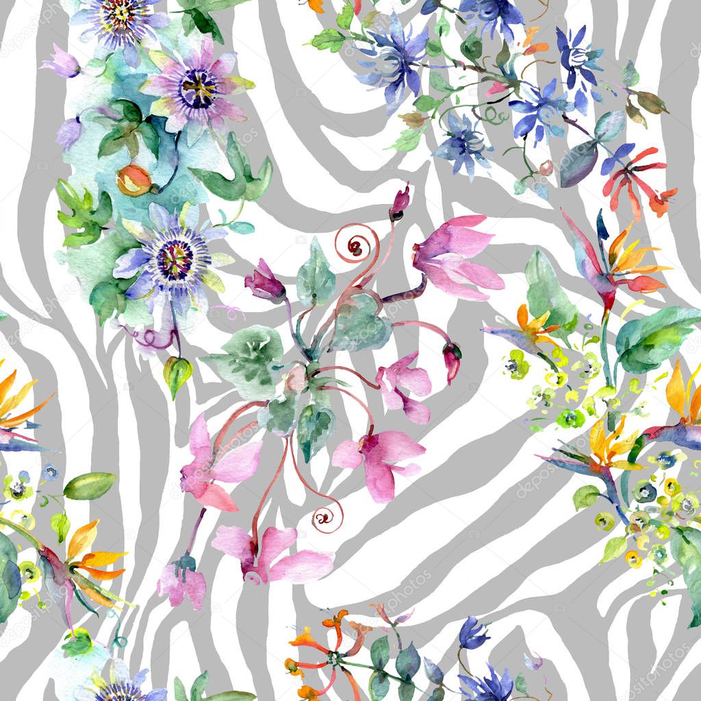 Ramo de flores bot nicas florales. Conjunto de ilustraci n de fondo acuarela. Patr n de fondo ...