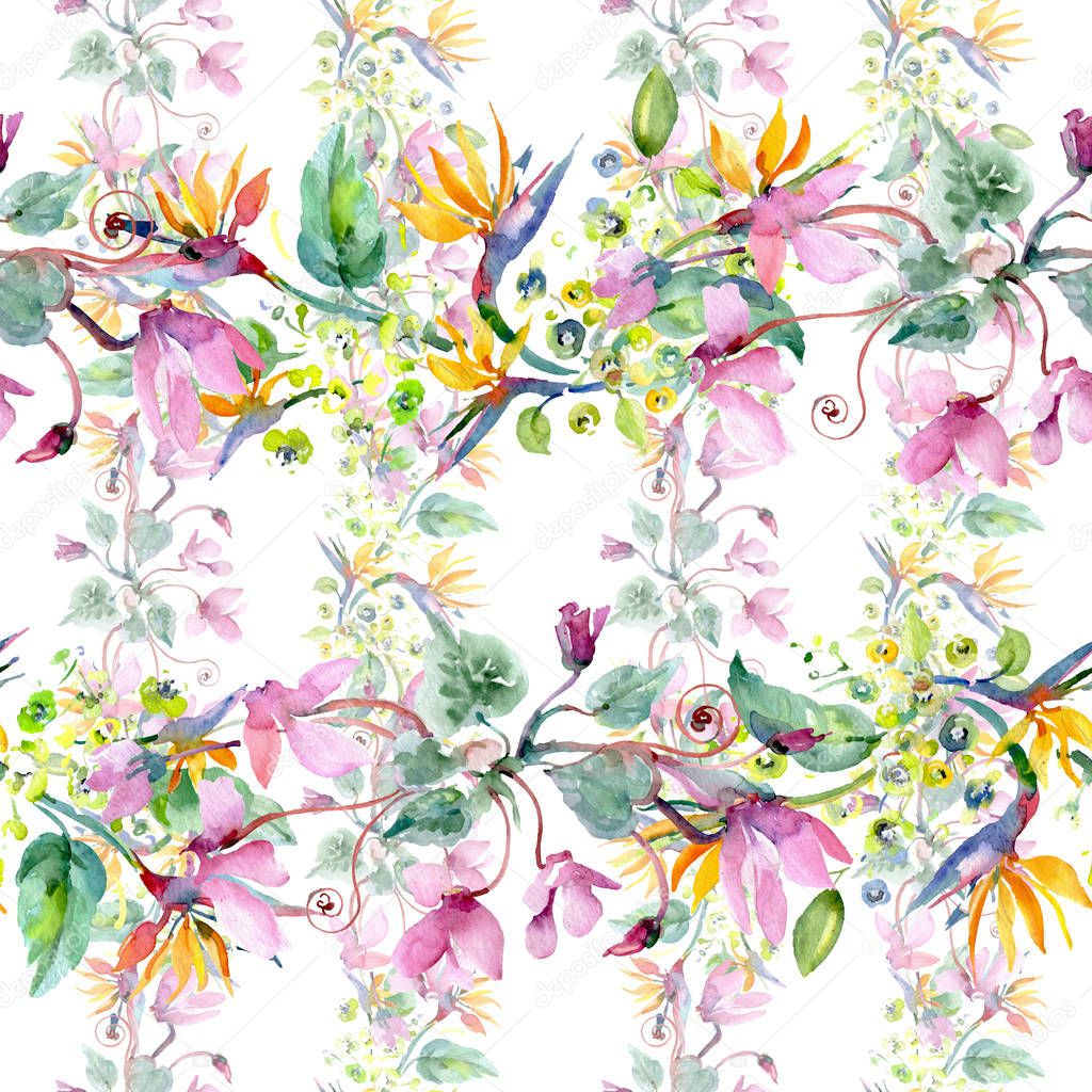 Ramo de flores bot nicas florales. Conjunto de ilustraci n de fondo acuarela. Patr n de fondo ...