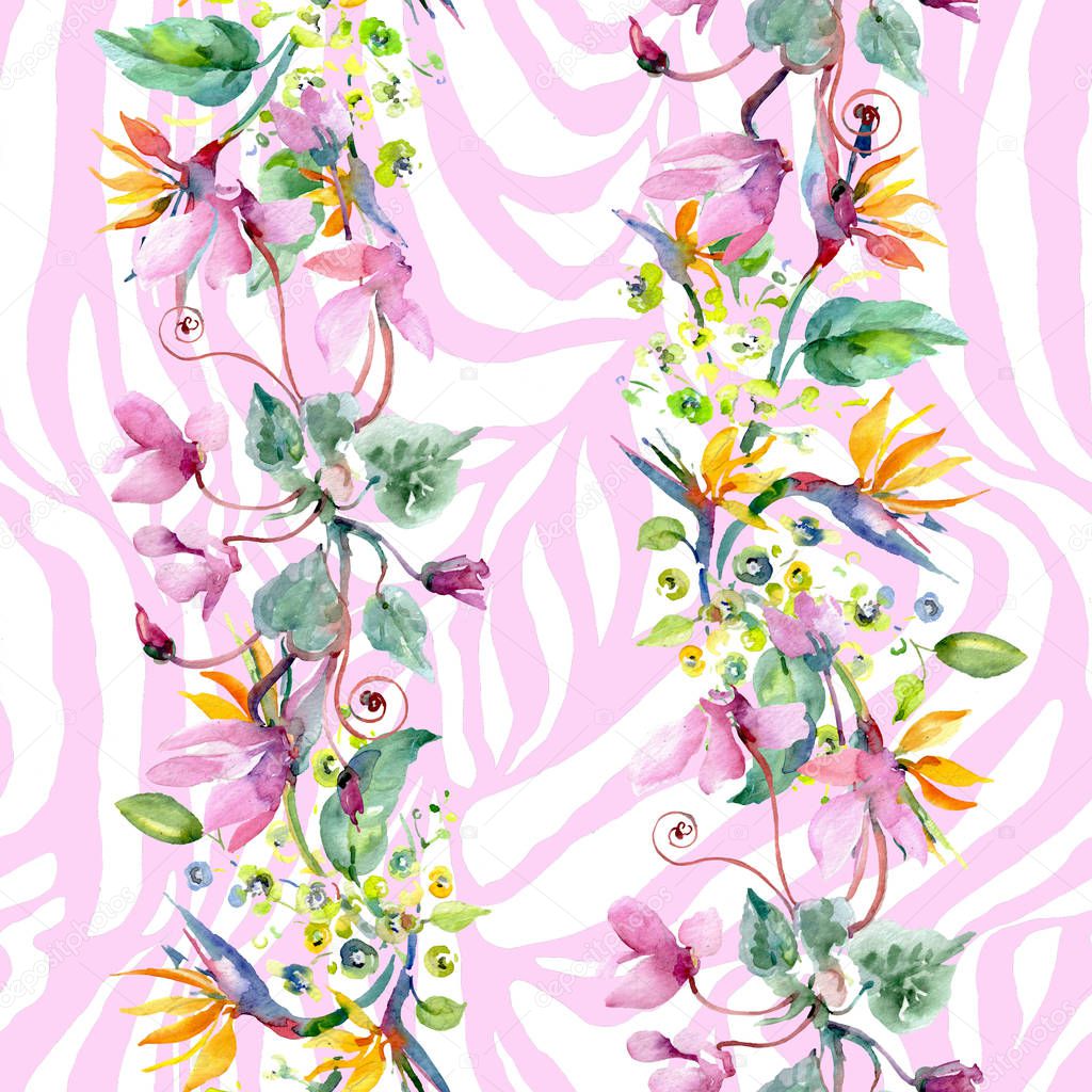 Ramo de flores bot nicas florales. Conjunto de ilustraci n de fondo acuarela. Patr n de fondo ...