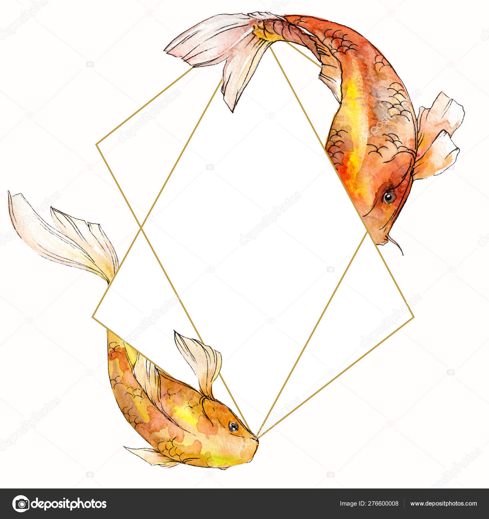 Watercolor aquatic underwater tropical fish set. Red sea and exotic ...