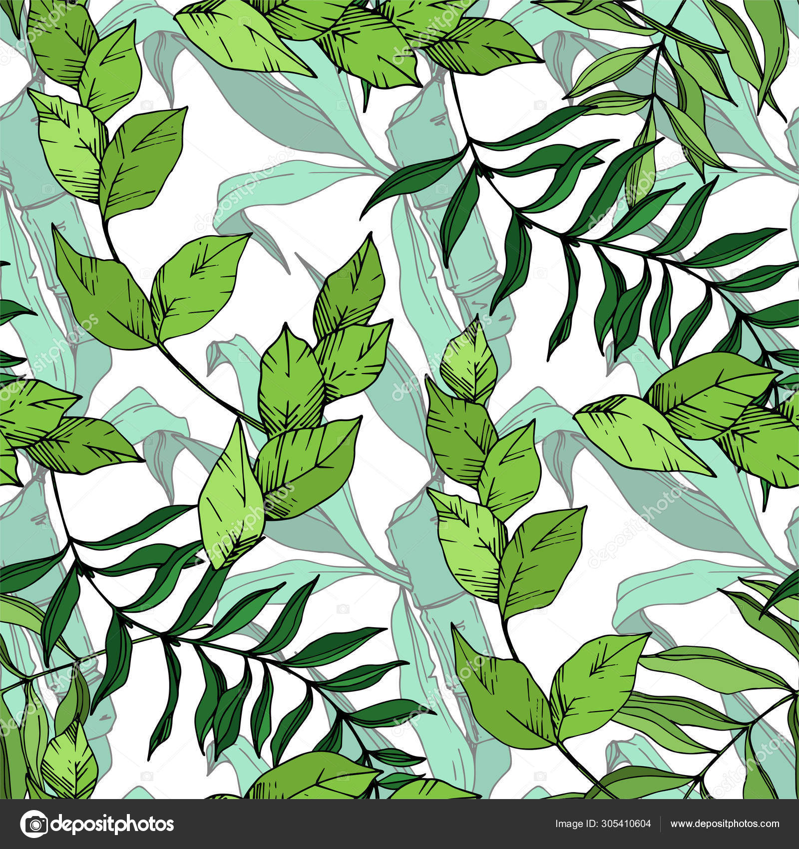 Vector Exotic Tropical Hawaiian Summer Palm Beach Tree Leaves Jungle ...