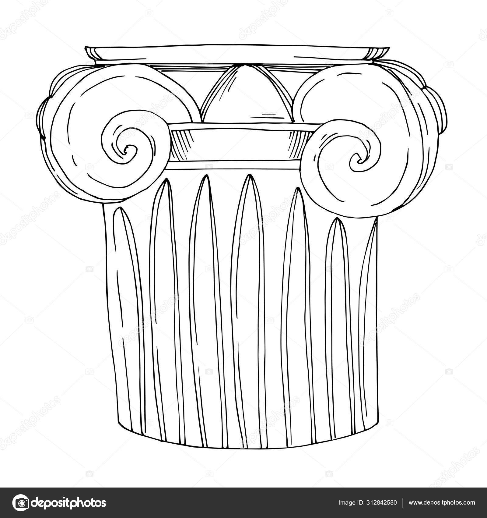 Vector Antique greek columns. Black and white engraved ink art ... Vector Antique greek columns. Black and white engraved ink art ...
