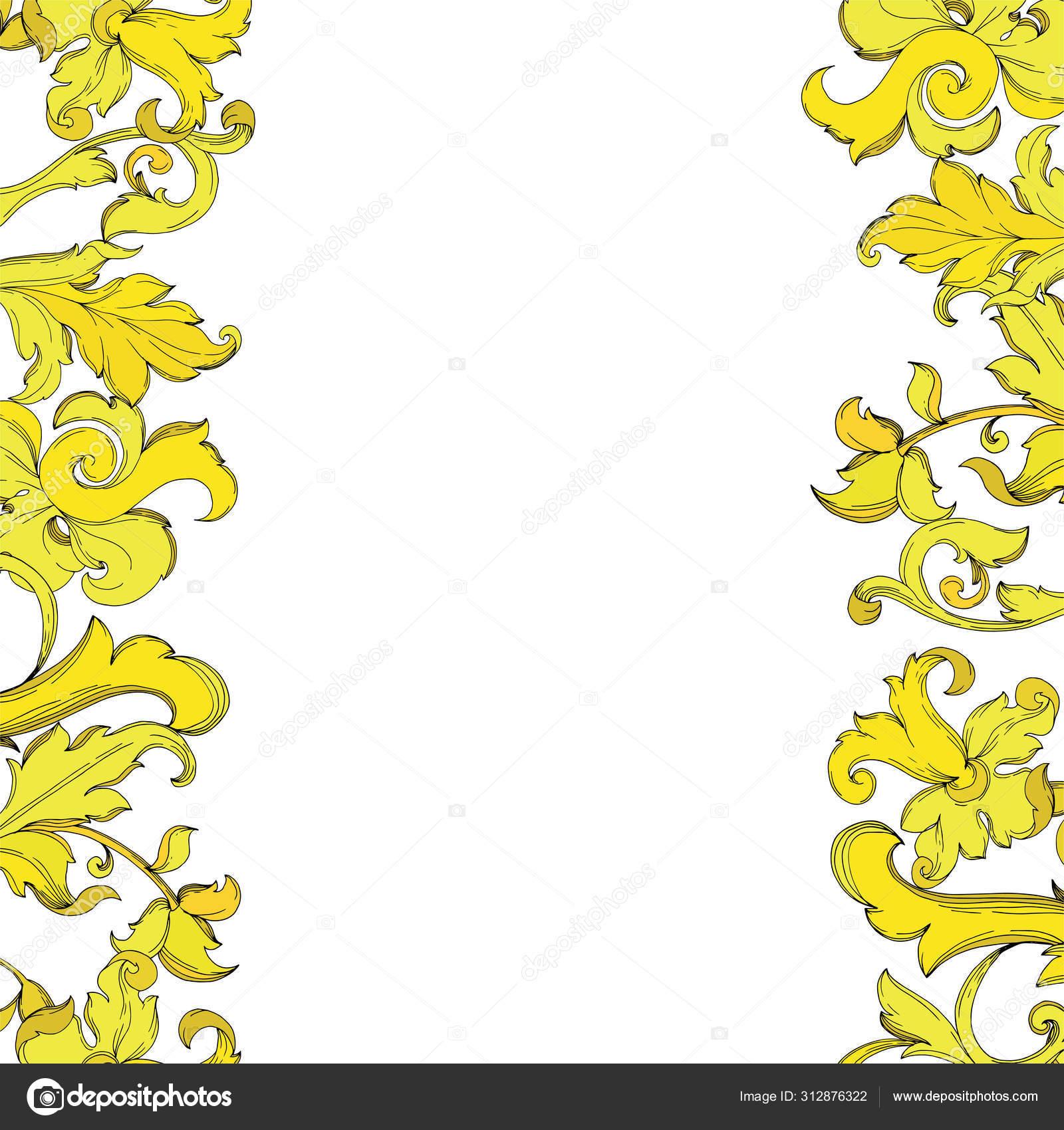 Vector Gold monogram floral ornament. Black and white engraved ink art ...