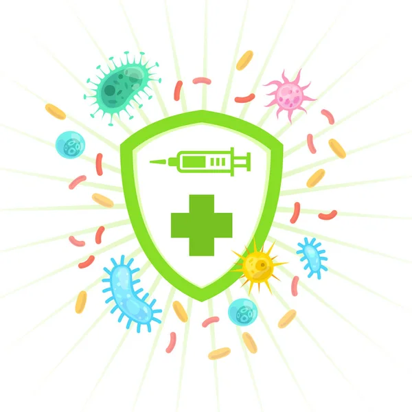 Vaccinating concept. Medical immunology immune system protection shield ...