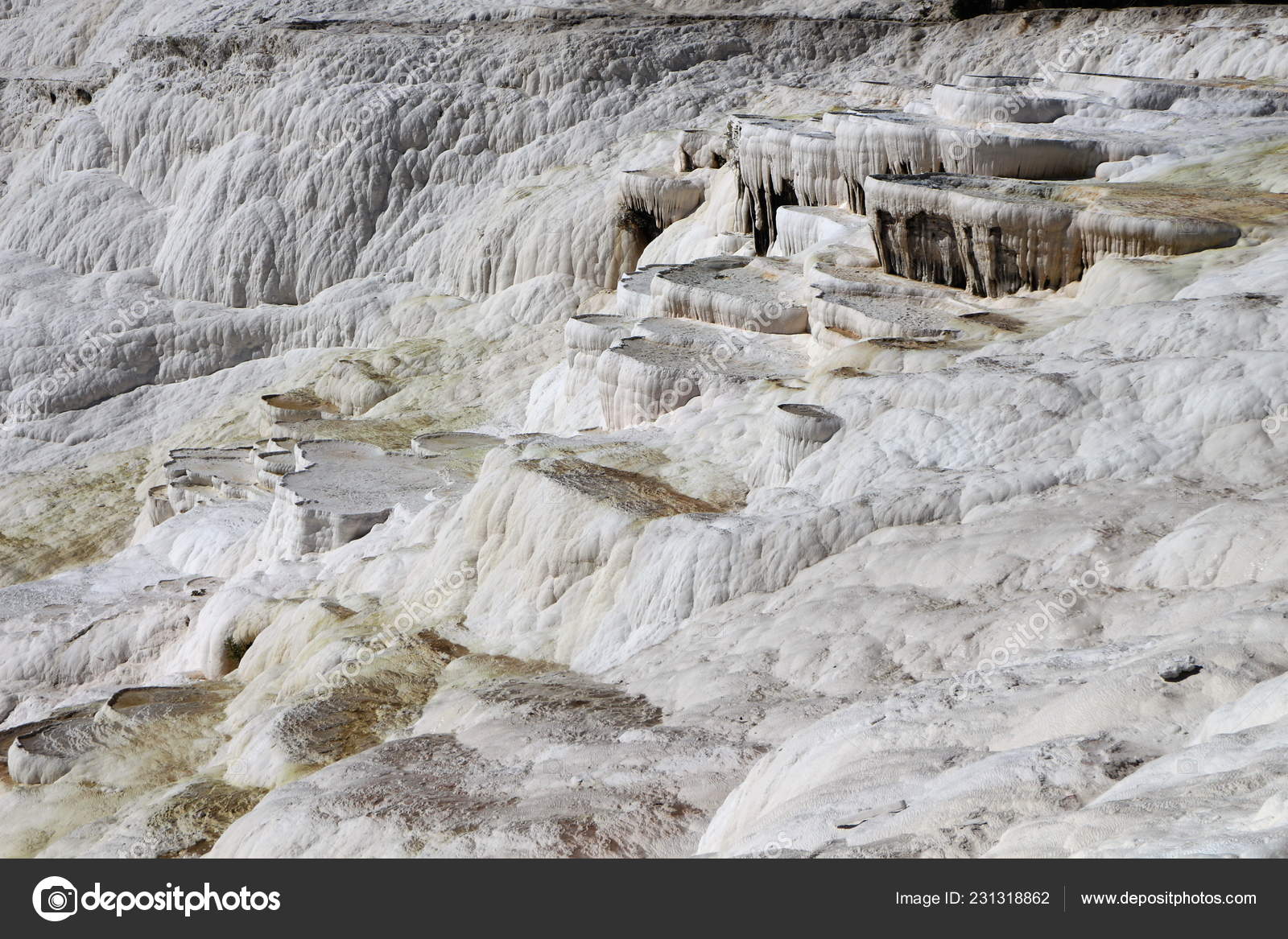 Geothermal Sources Limestone Deposits Hillsides — Stock Photo ...