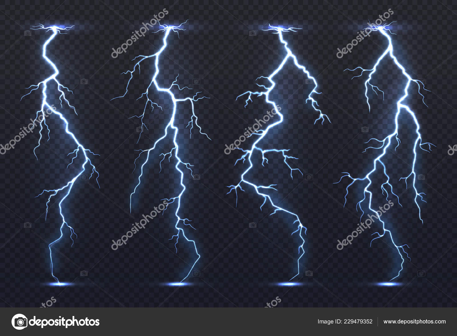 Rayo. Tormenta de truenos electricidad cielo azul tormenta de destello ...