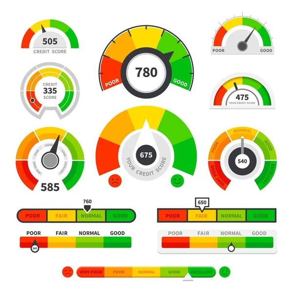 Multicolored Speedometer Scale Set Meter Level Score Measure Graphic ...