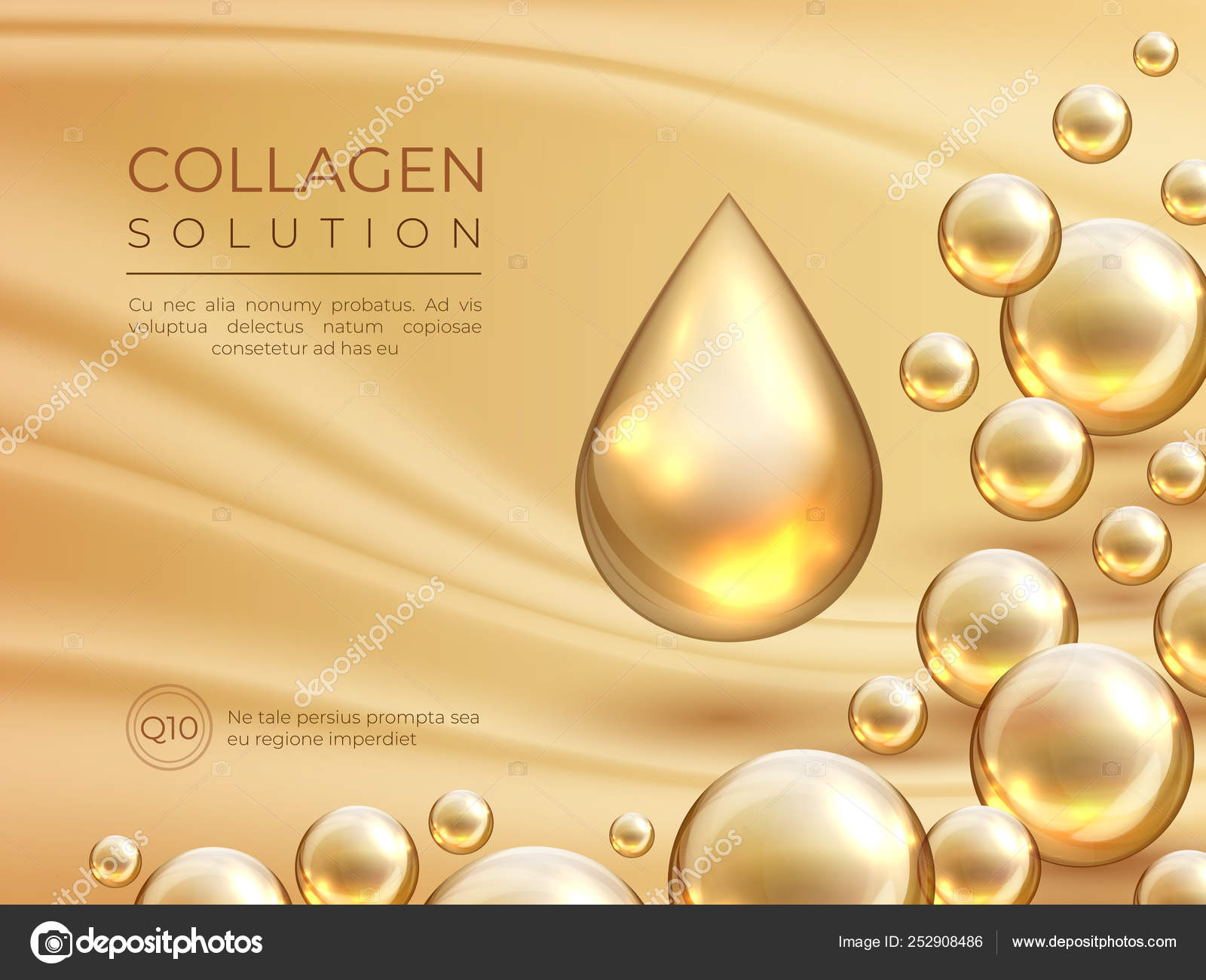 Collagen background. Cosmetic skin care ad banner, beauty essence and ...
