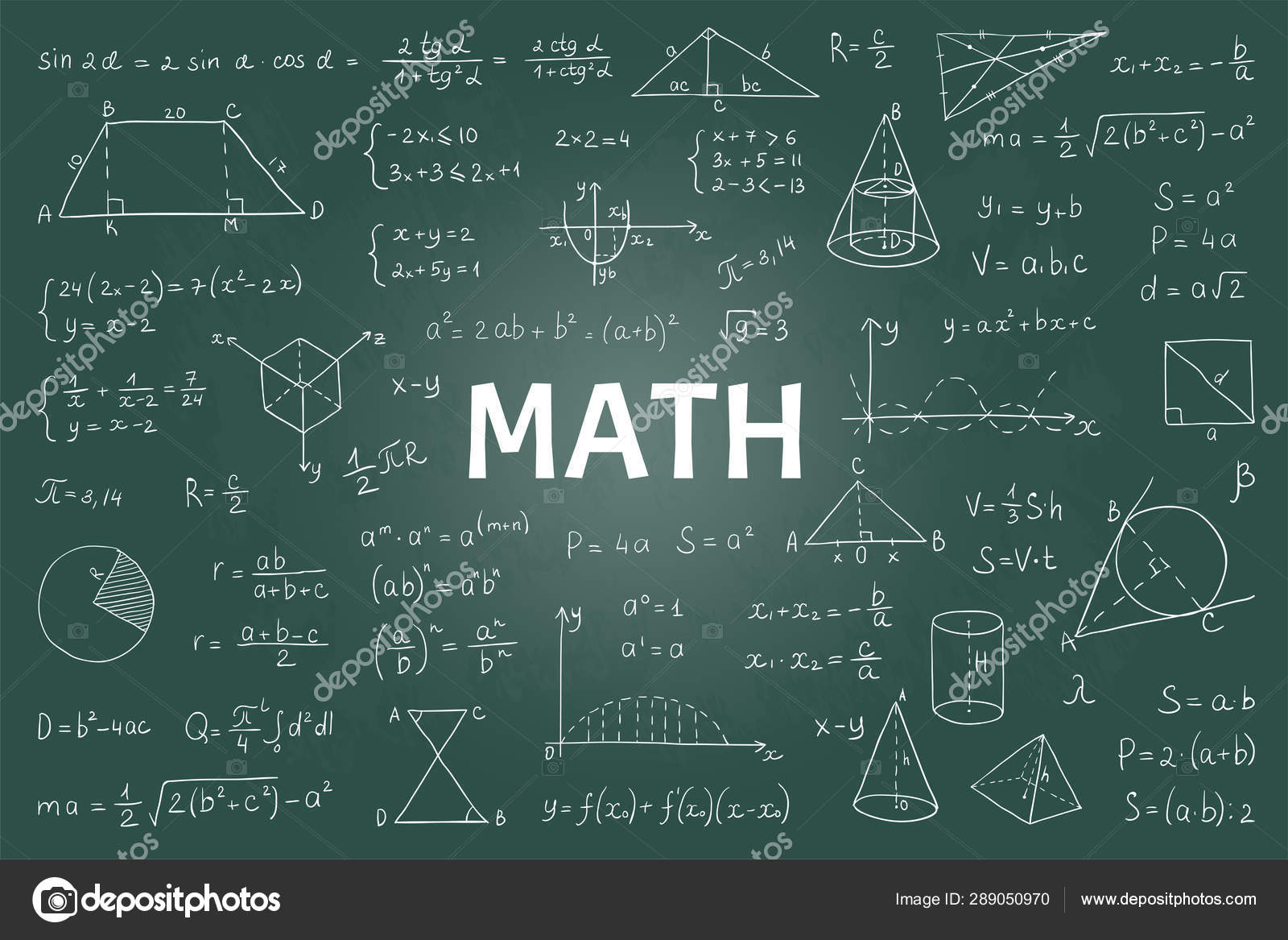 Doodle math blackboard. Mathematical theory formulas and equations ...