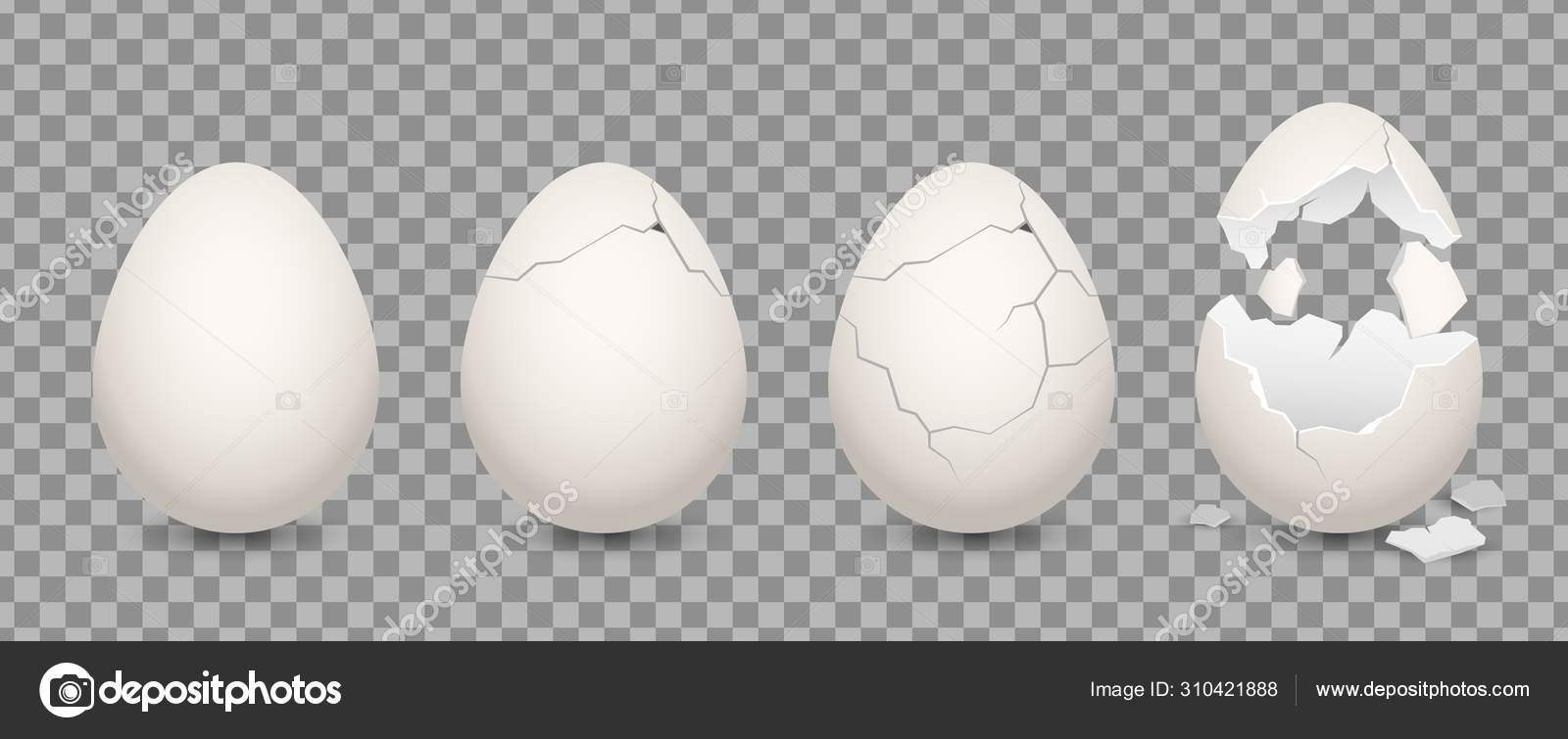 Huevo agrietado. Huevos rotos de pollo de dibujos animados con grietas y herreros. Ingrediente ...