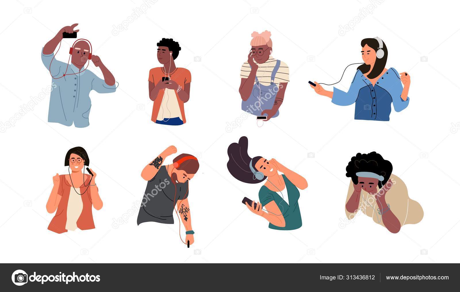 Cartoon Listening To Headphones