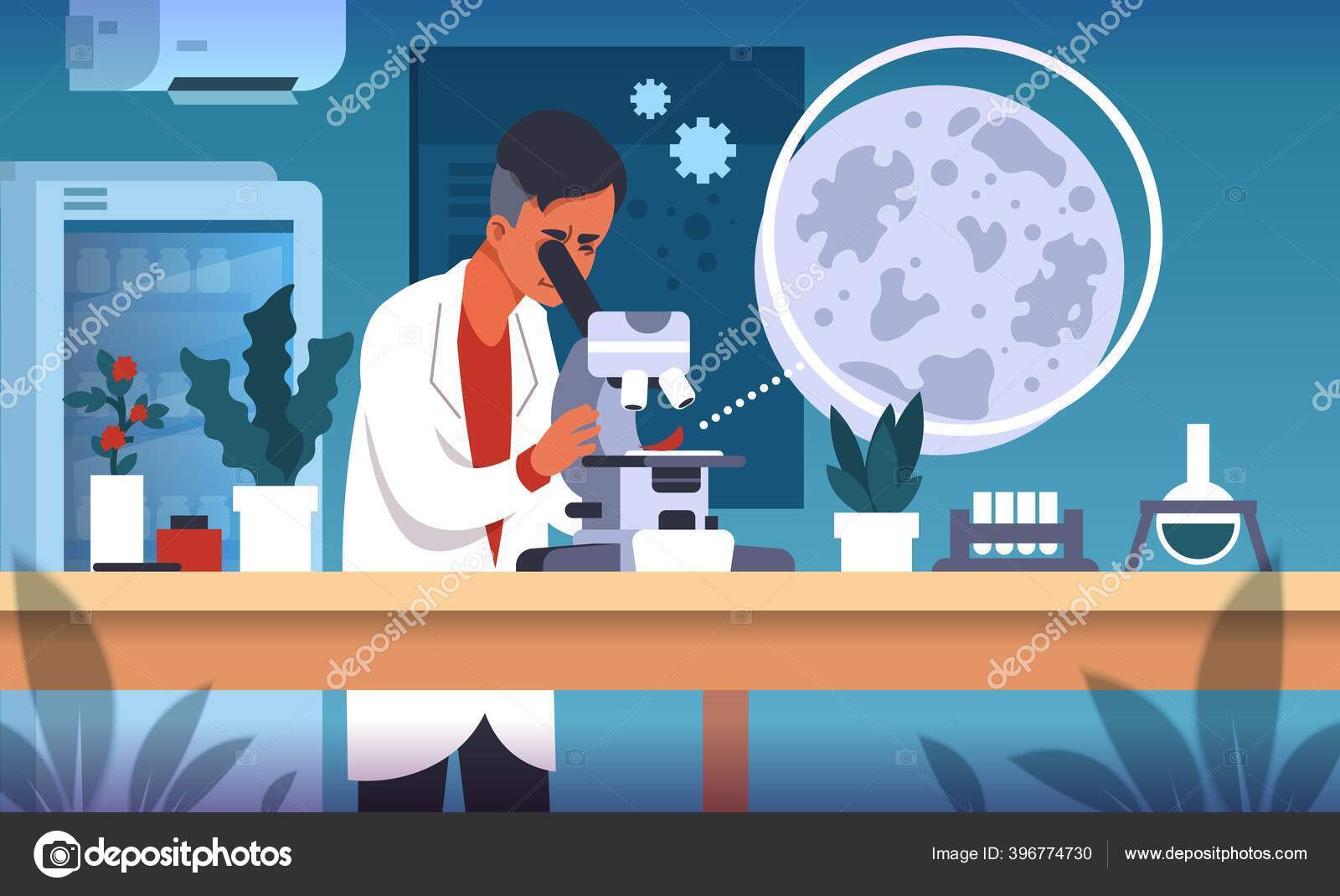 Cartoon Wetenschapslab Achtergrond Gekke Wetenschapper Cartoon