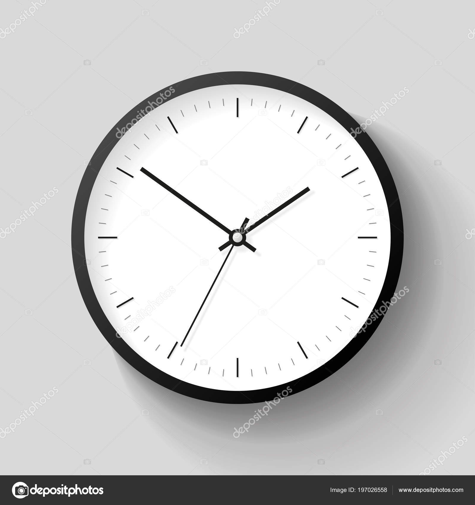 Simple Wall Clock Realistic Style Minimalistic Timer Gray Background ...