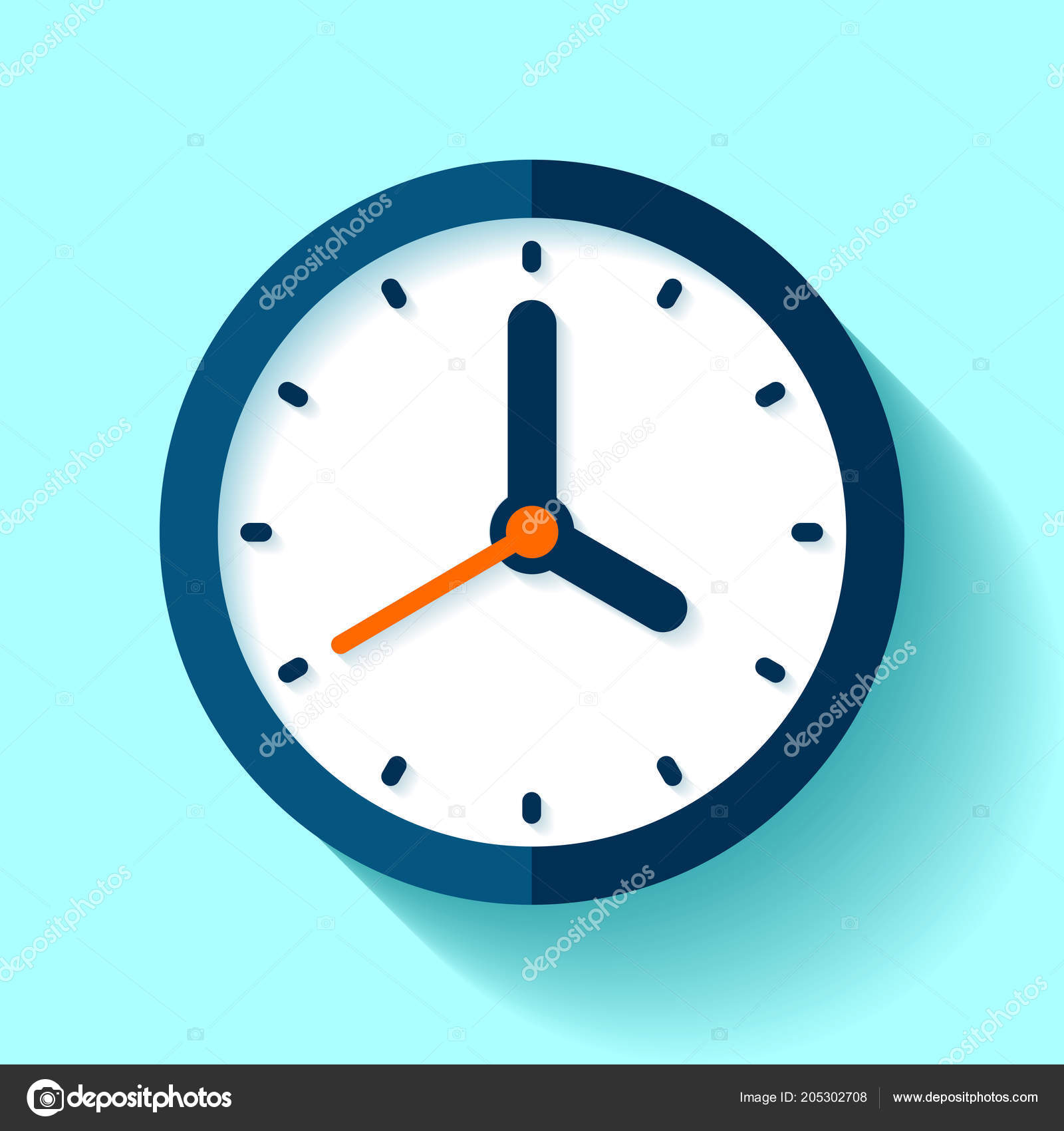 Clock Icon Flat Style Timer Blue Background Four O'clock Simple Stock ...