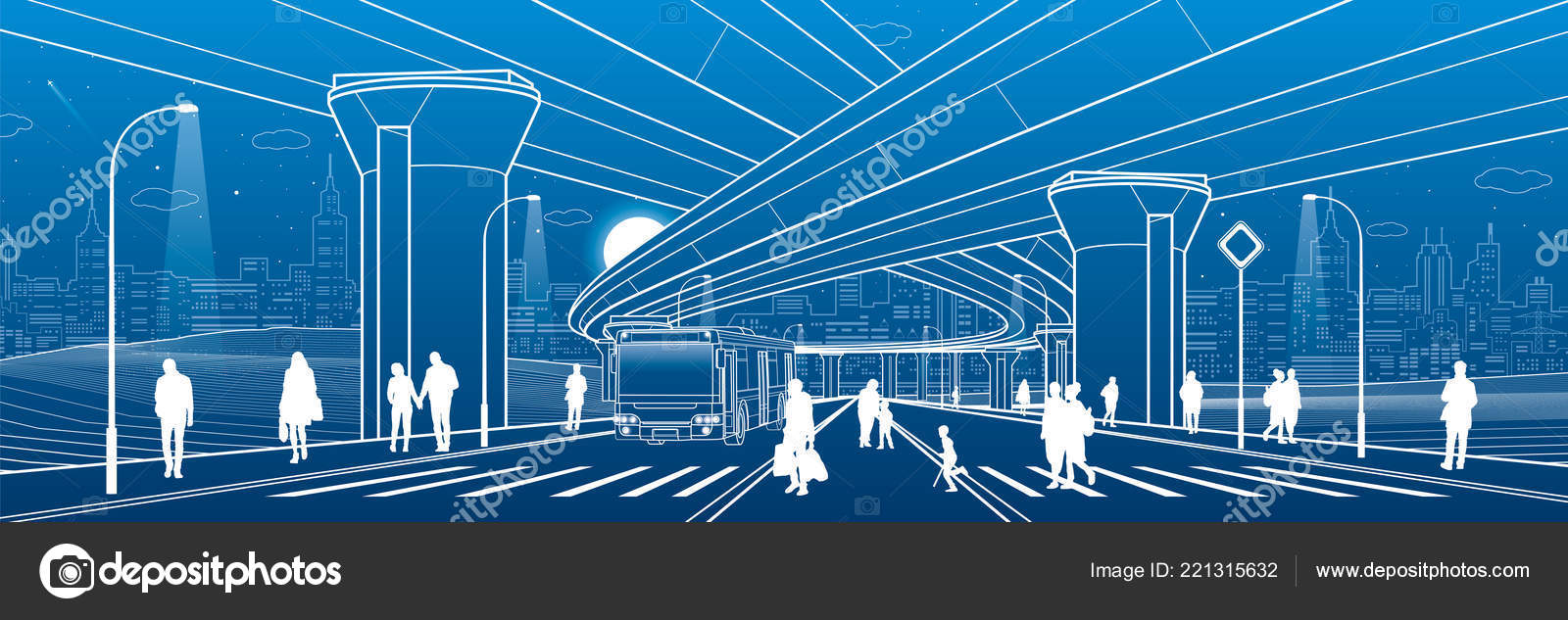 City Architecture Infrastructure Illustration Transport Overpass Big ...