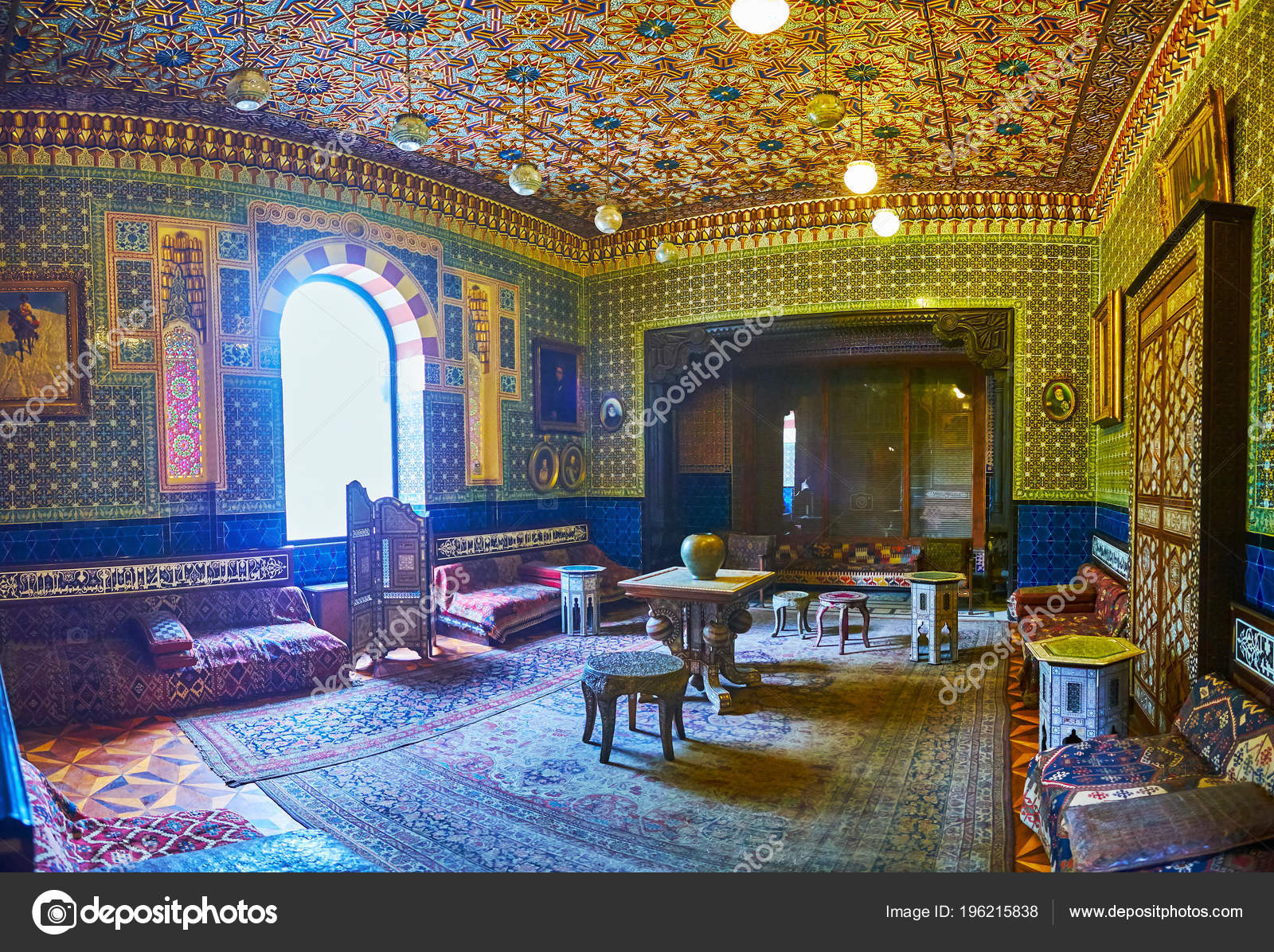 Cairo Egypt December 2017 Shell Salon Manial Palace Decorated Fusion ...