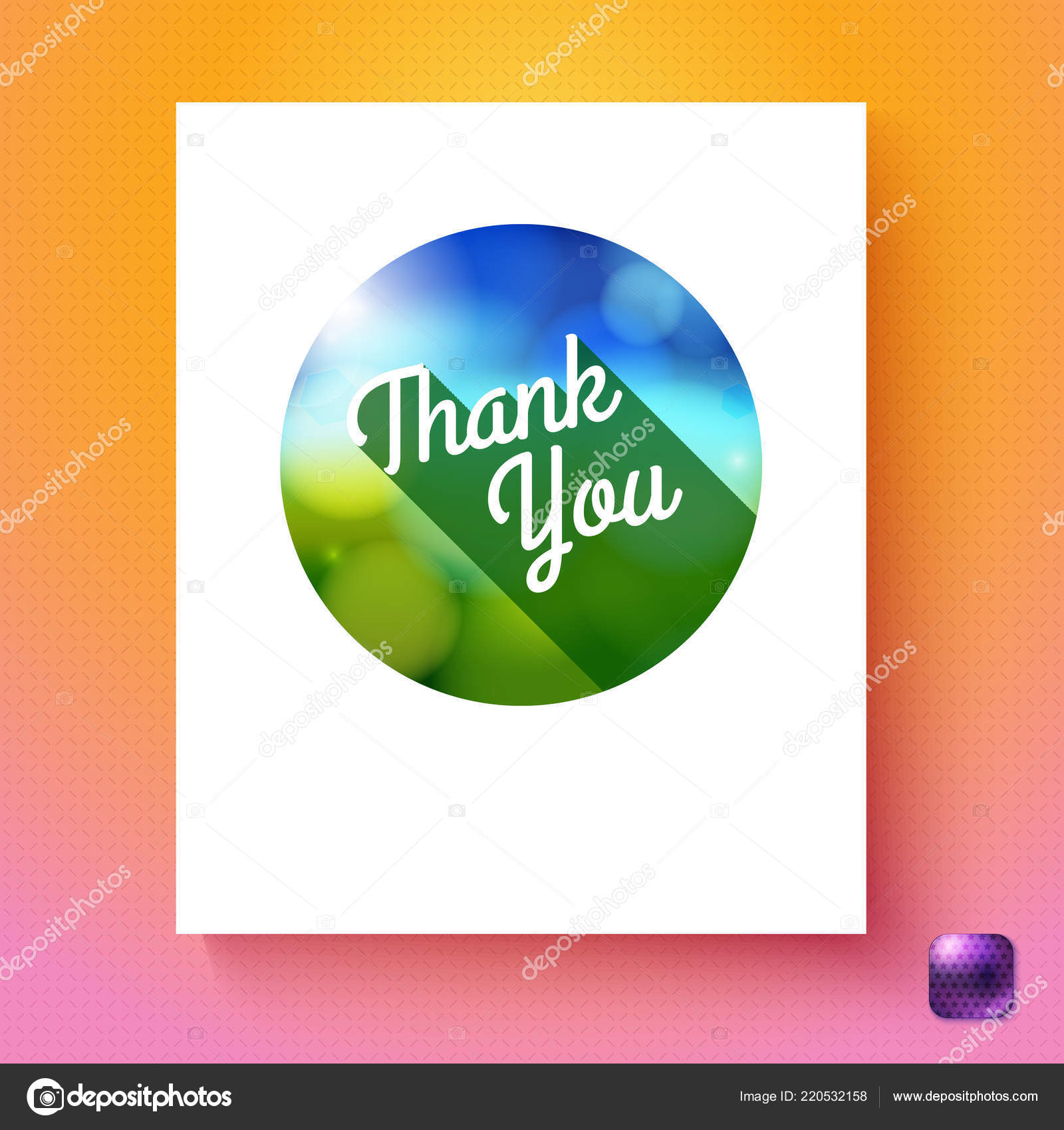 Thank You Text Circular Badge Card Template White Rectangle Orange ...