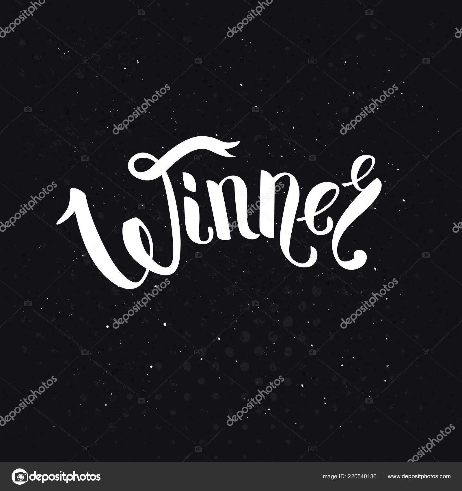 Centered Winner Text Ribbon Style Font Black White Speckles Graphic ...