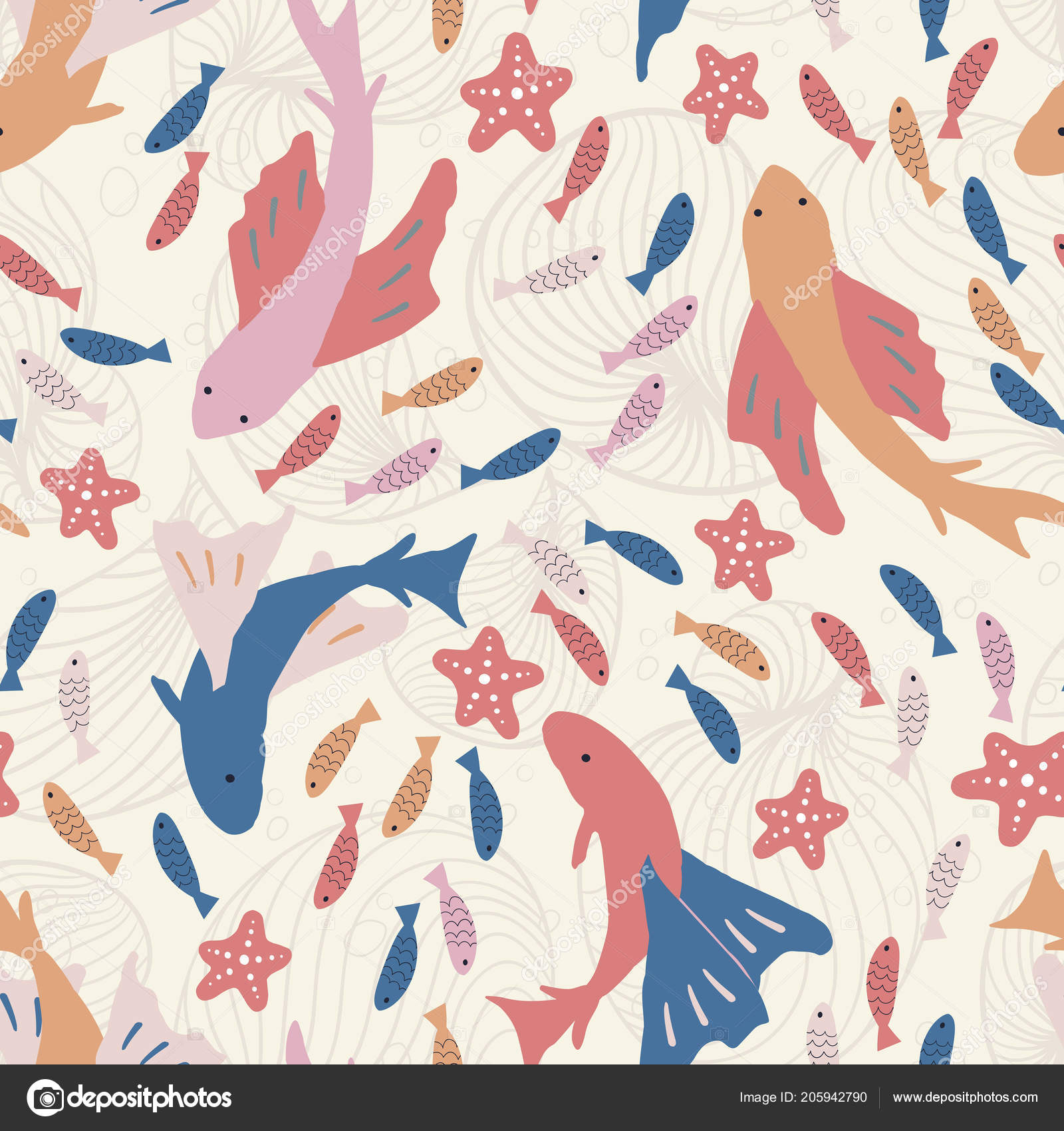 Busy ocean vector pattern — Stock Vector © Liddiebug #205942790