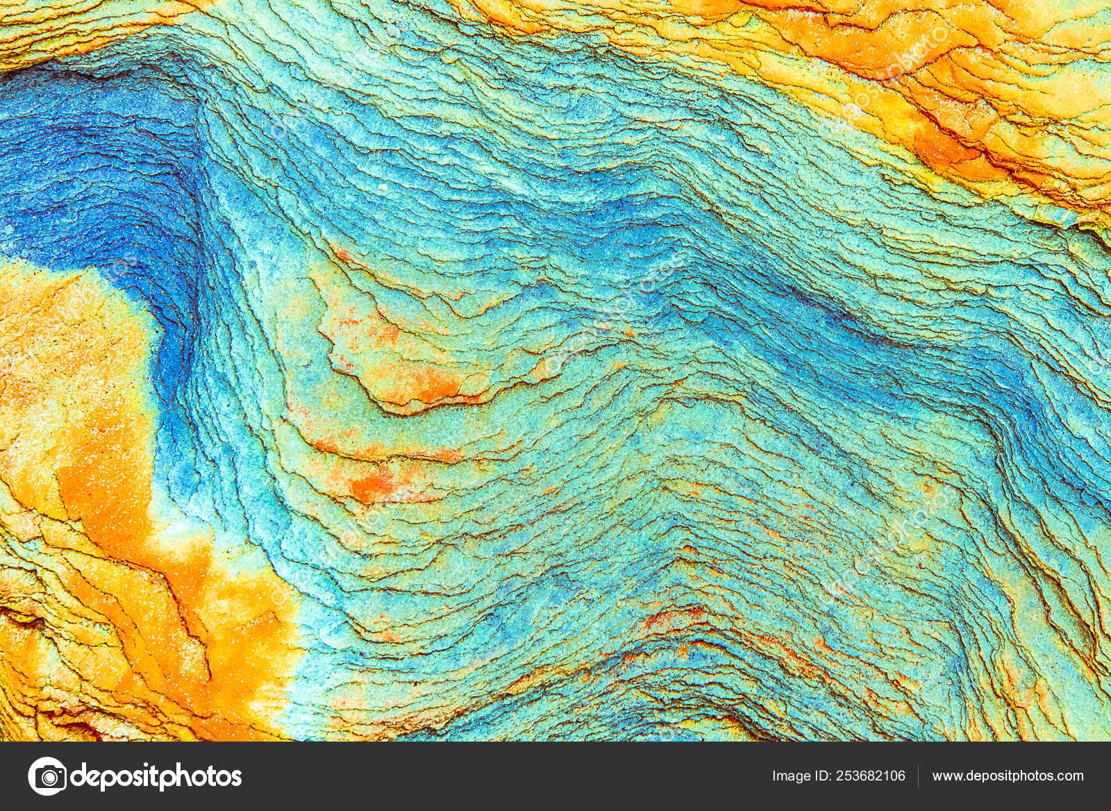 Colourful sedimentary rocks formed by the accumulation of sedime Stock ...
