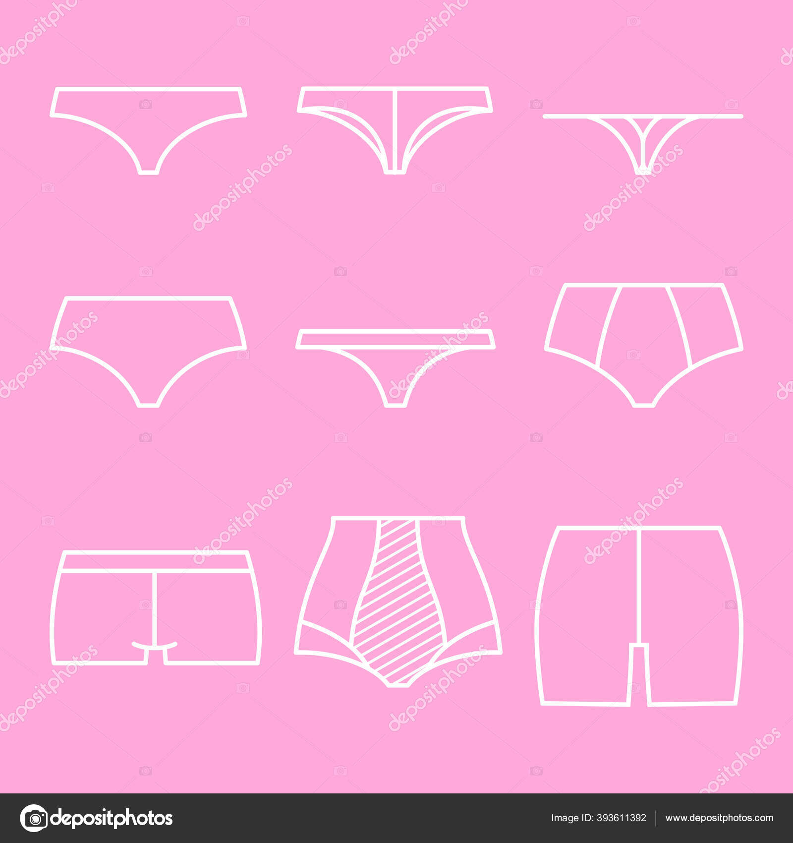 Calzoncillos de ropa interior - conjunto de iconos de contorno aislados ...