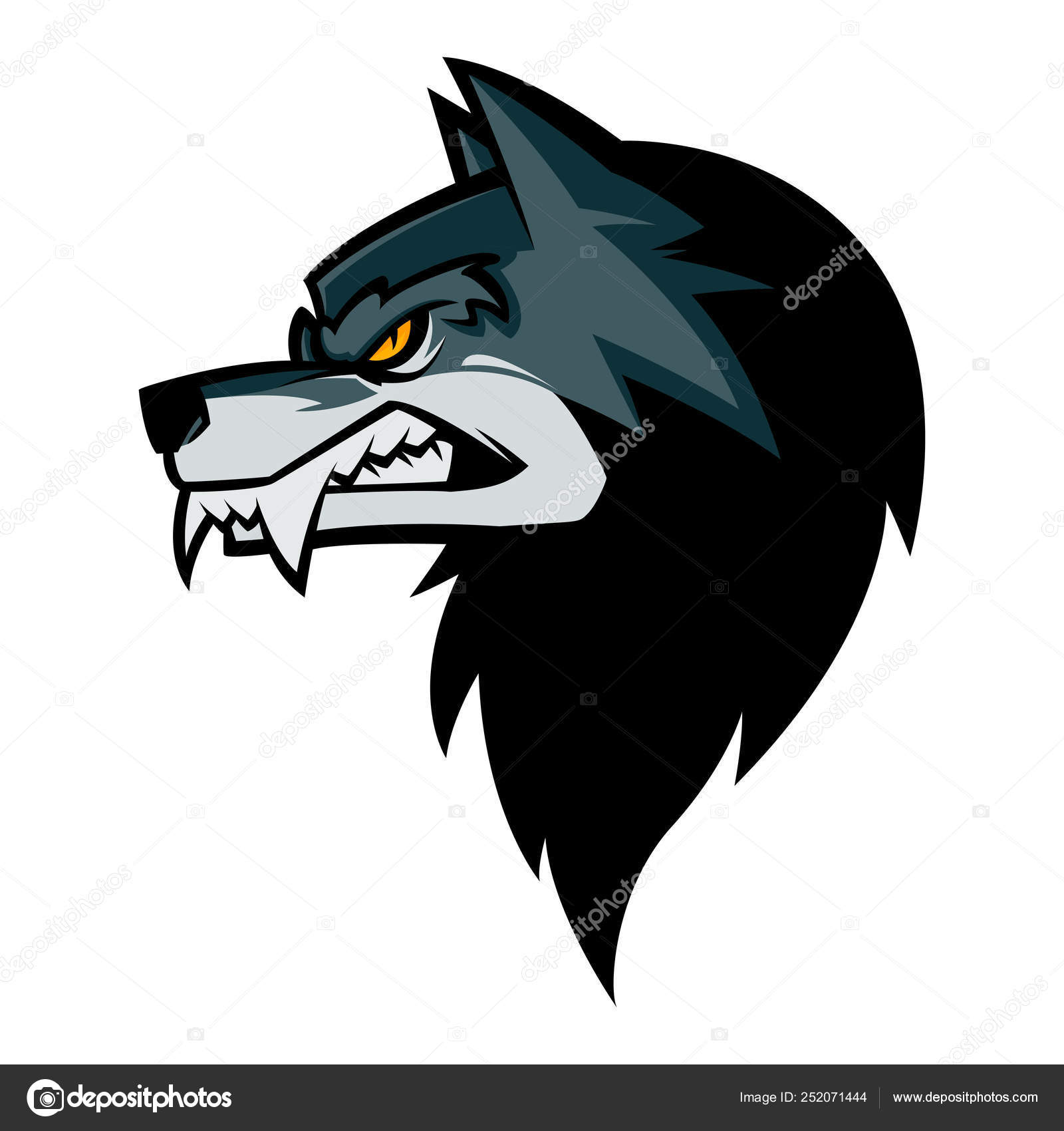 Angry Wolf Head Drawing