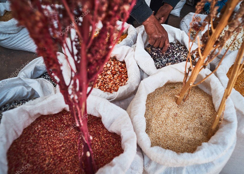 venta de semillas de quinua de diferentes variedades, en los mercados ...