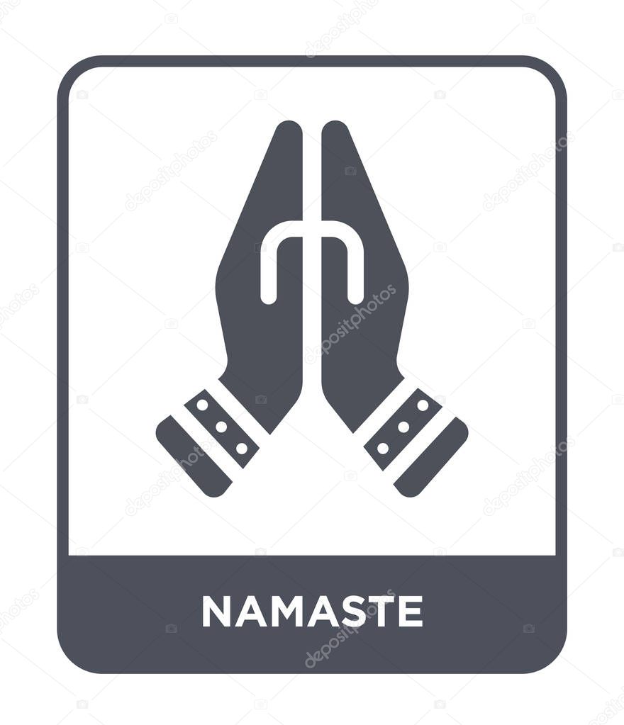 namaste icono en el estilo de diseño de moda. namaste icono aislado sobre fondo blanco. namaste ...